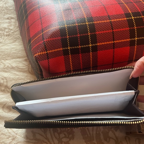 Coach | Bags | Coach Red Tartan Plaid Box Tote And Matching Wallet ...